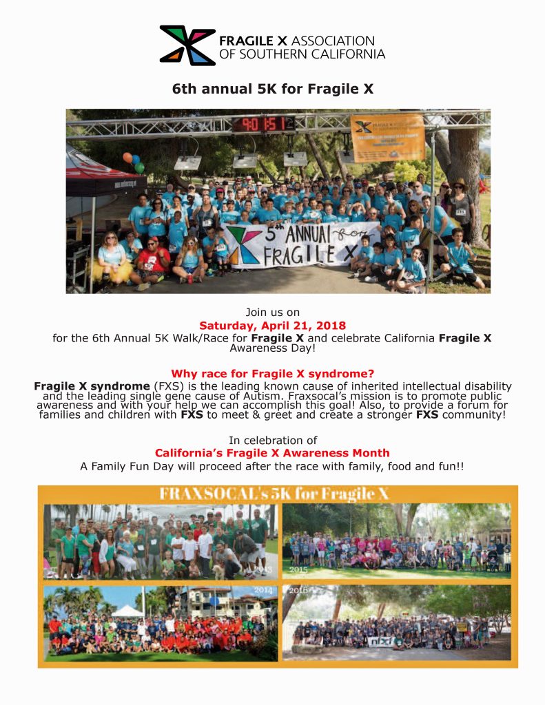JOIN US FOR THE 5TH ANNUAL 5K WALK/RACE FOR AND CELEBRATE FRAGILE X ...